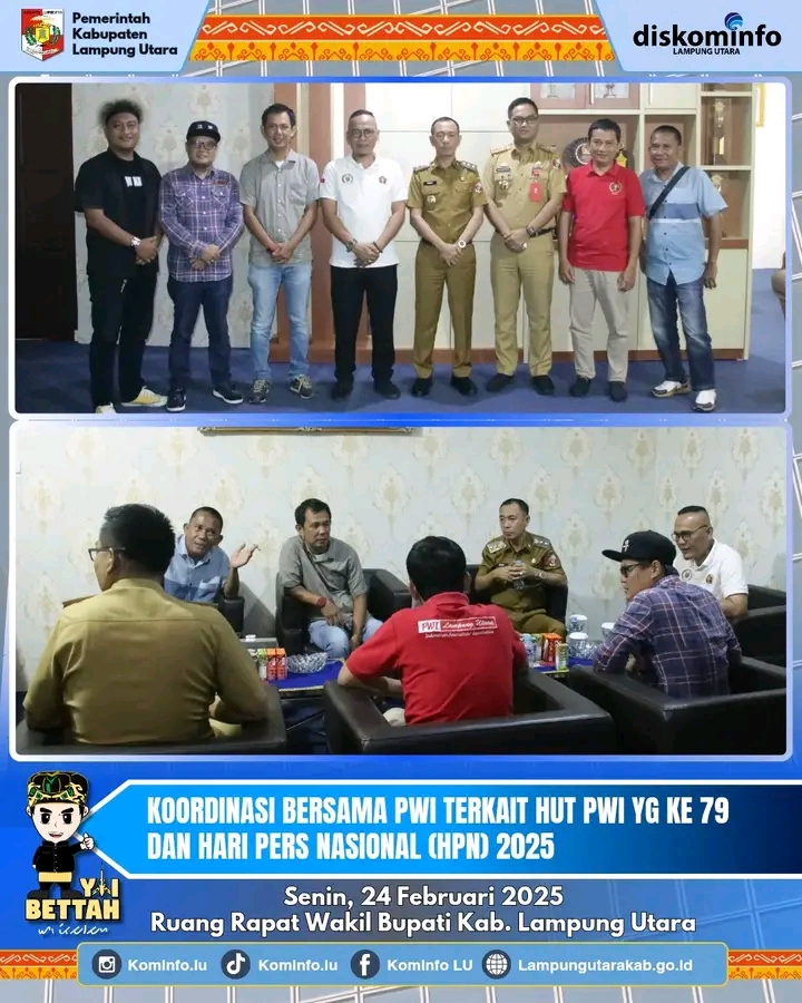 Wakil Bupati Lampung Utara Koordinasi Persiapan HUT PWI ke-79 dan HPN 2025
